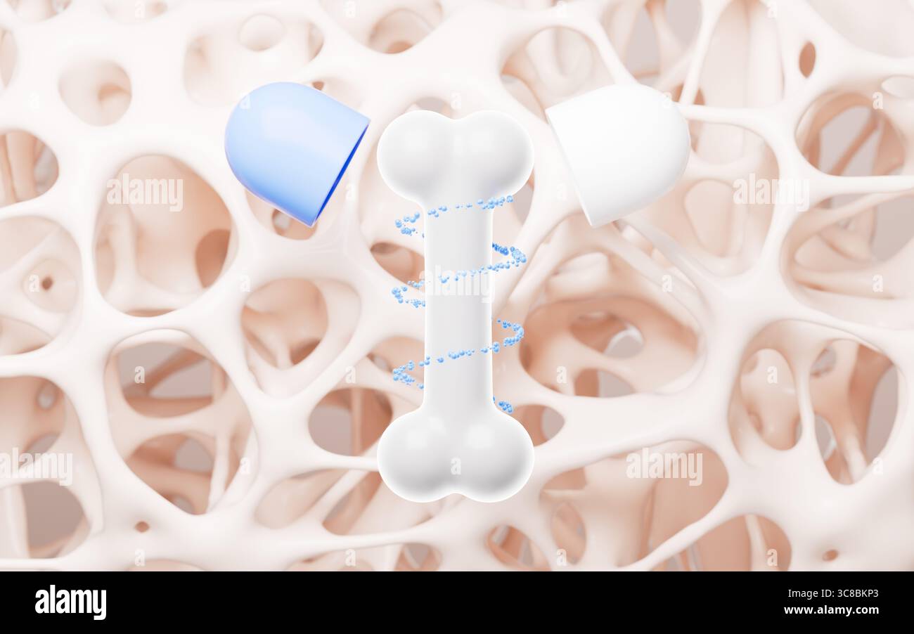 Human bones and porous skeletal framework background, 3d rendering. 3d ...