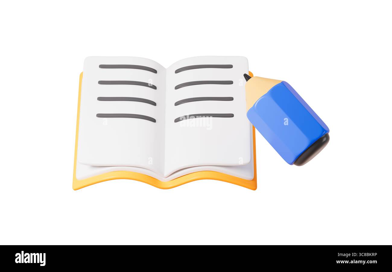 Cartoon opening book pencil hi-res stock photography and images - Alamy