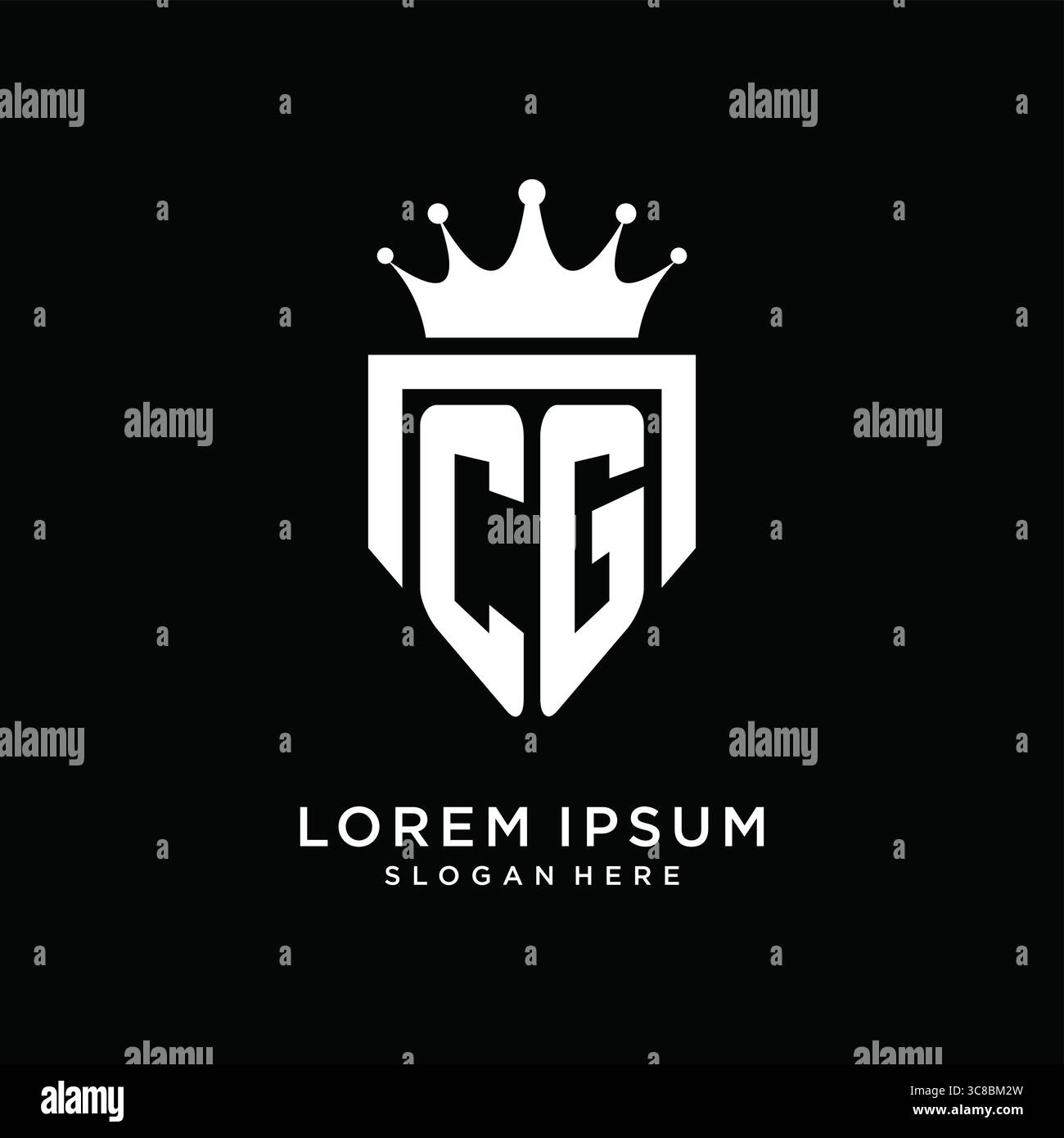 Letter CG logo monogram emblem style with crown shape design template ...