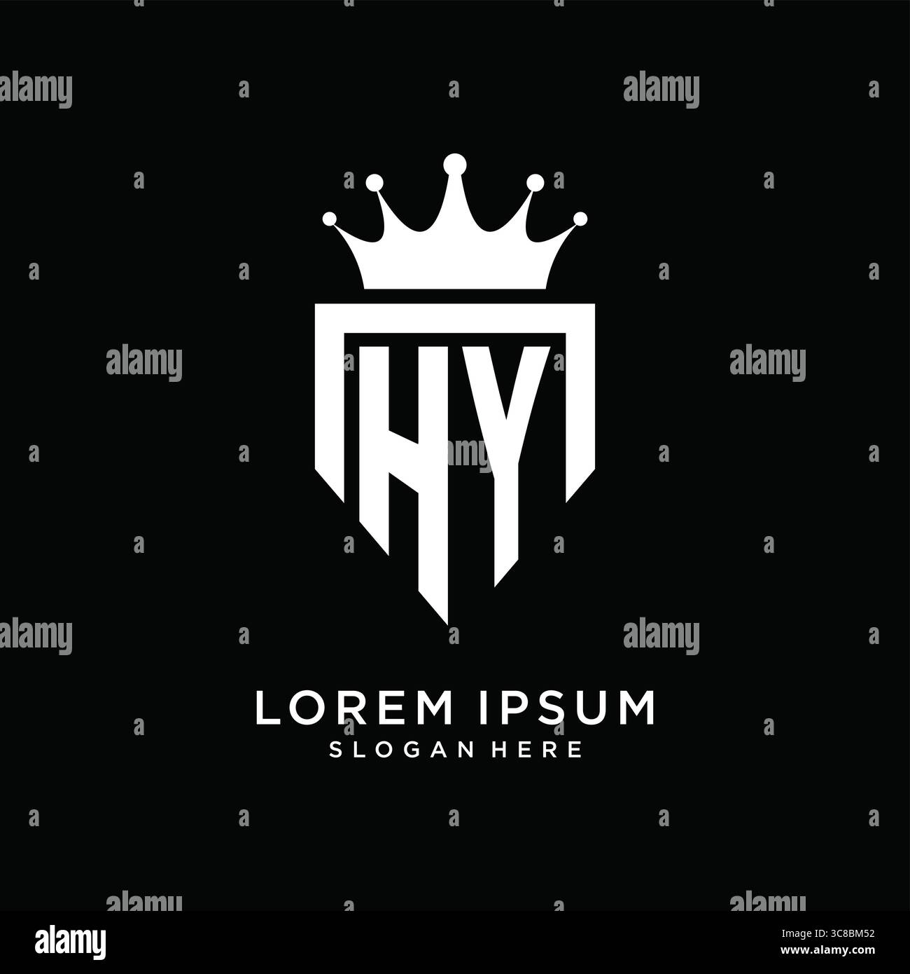 Letter HY logo monogram emblem style with crown shape design template ...