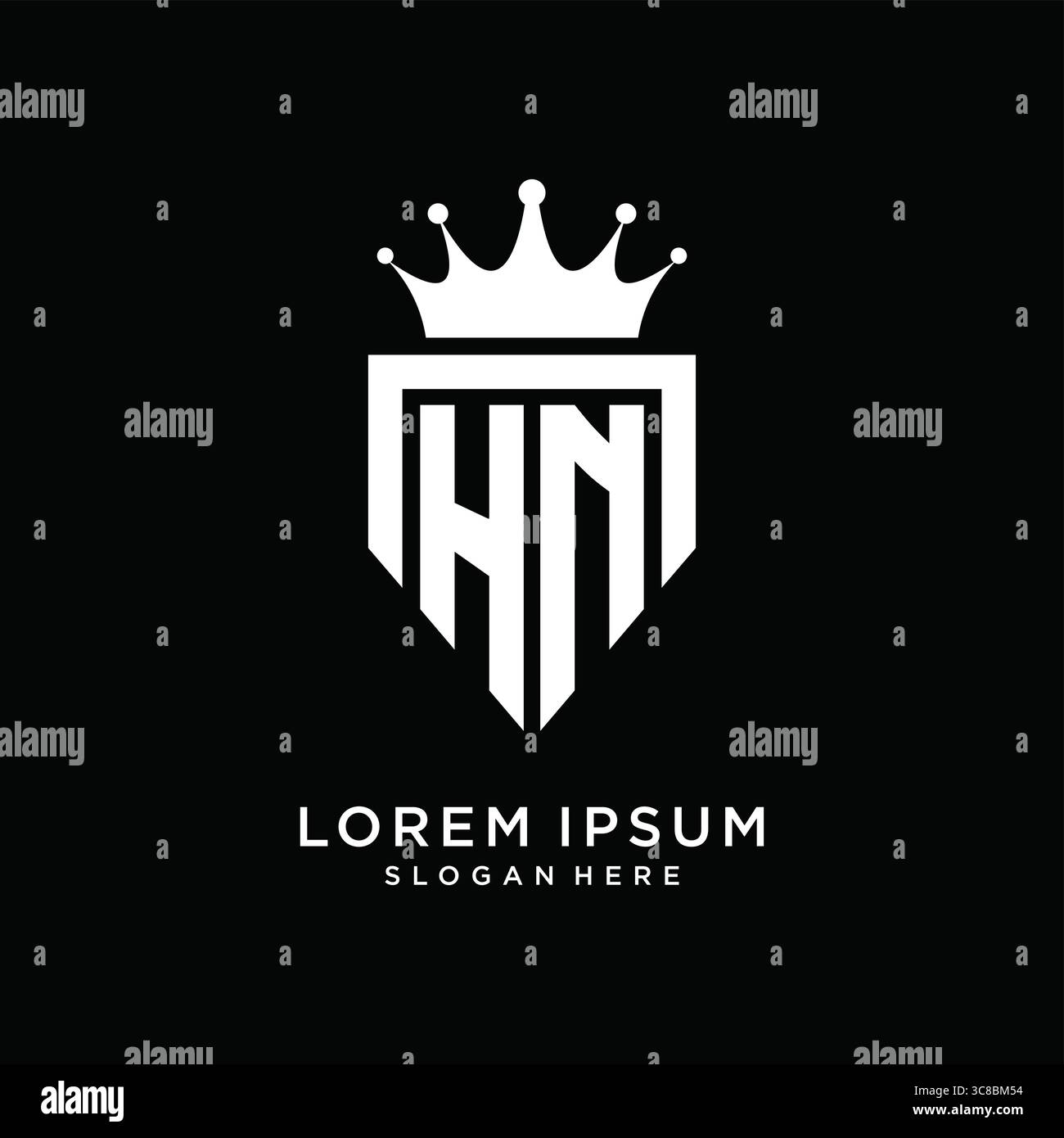 Letter HN logo monogram emblem style with crown shape design template ...