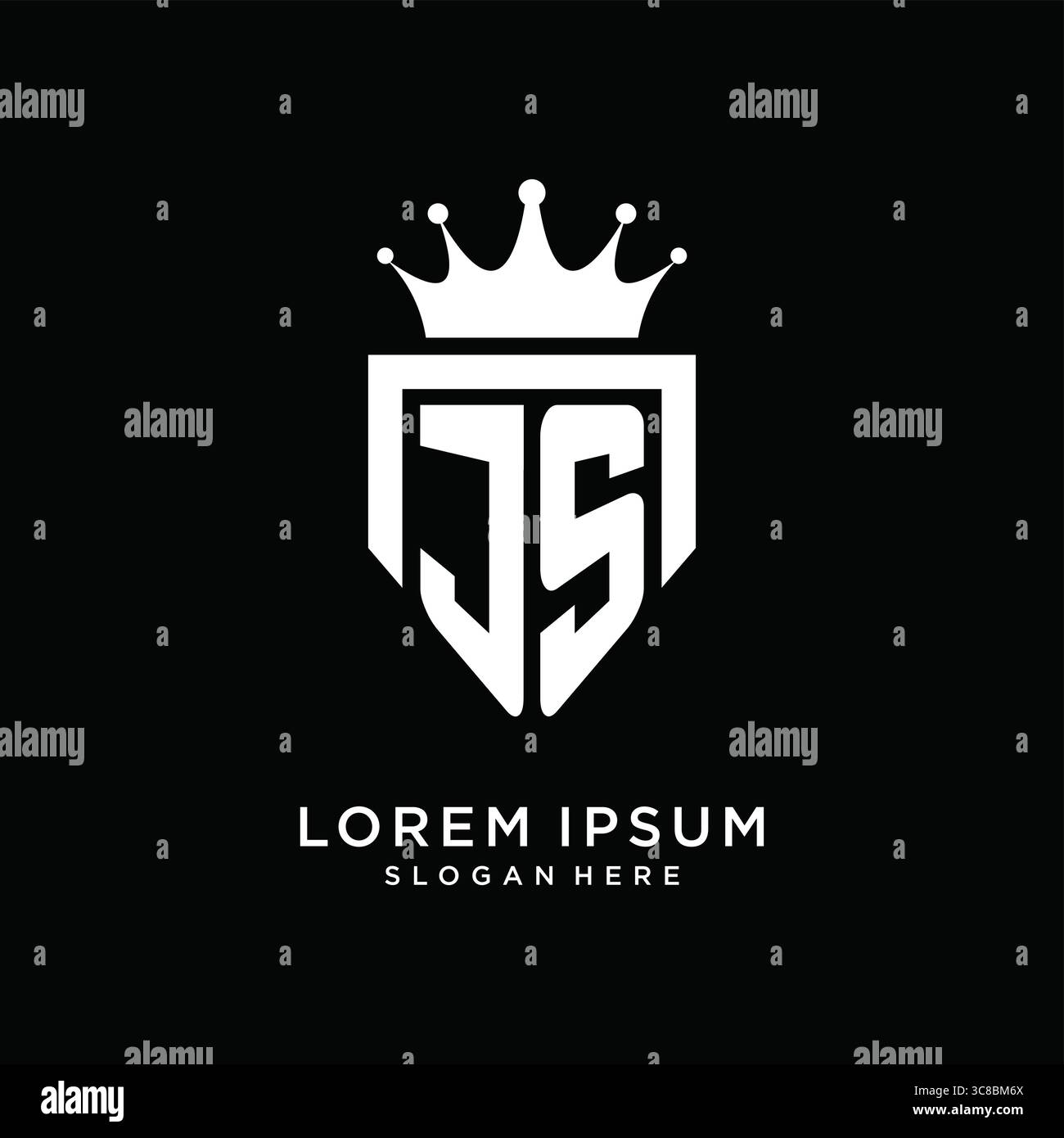 Letter JS logo monogram emblem style with crown shape design template ...