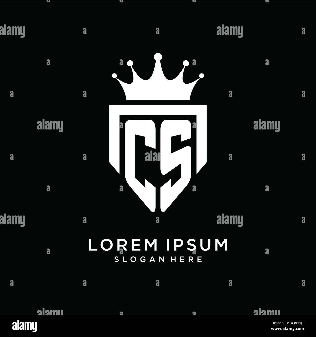 Letter CS logo monogram emblem style with crown shape design template ...