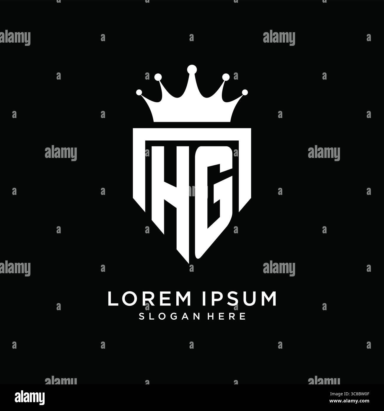 Letter HG logo monogram emblem style with crown shape design template ...