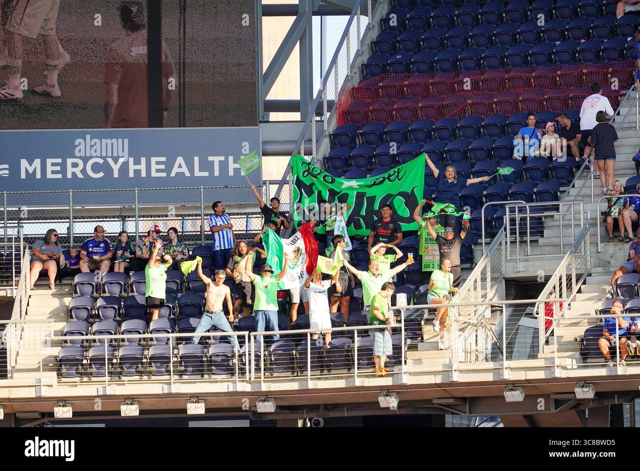 Cincinnati, Ohio, USA. 3rd Aug, 2025. FC Juarez fans celebrating their ...