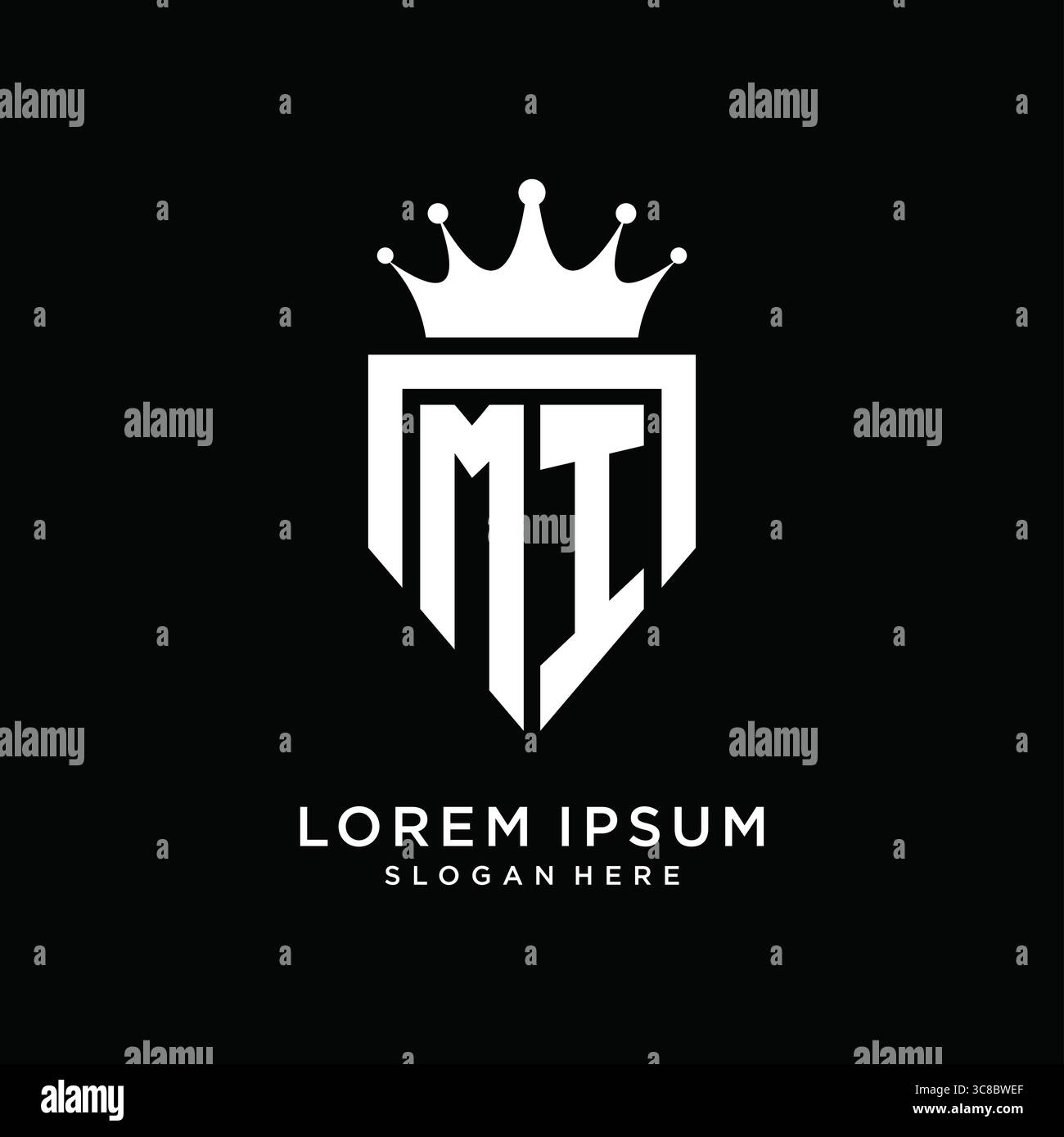 Letter MI logo monogram emblem style with crown shape design template vector graphic vector ...