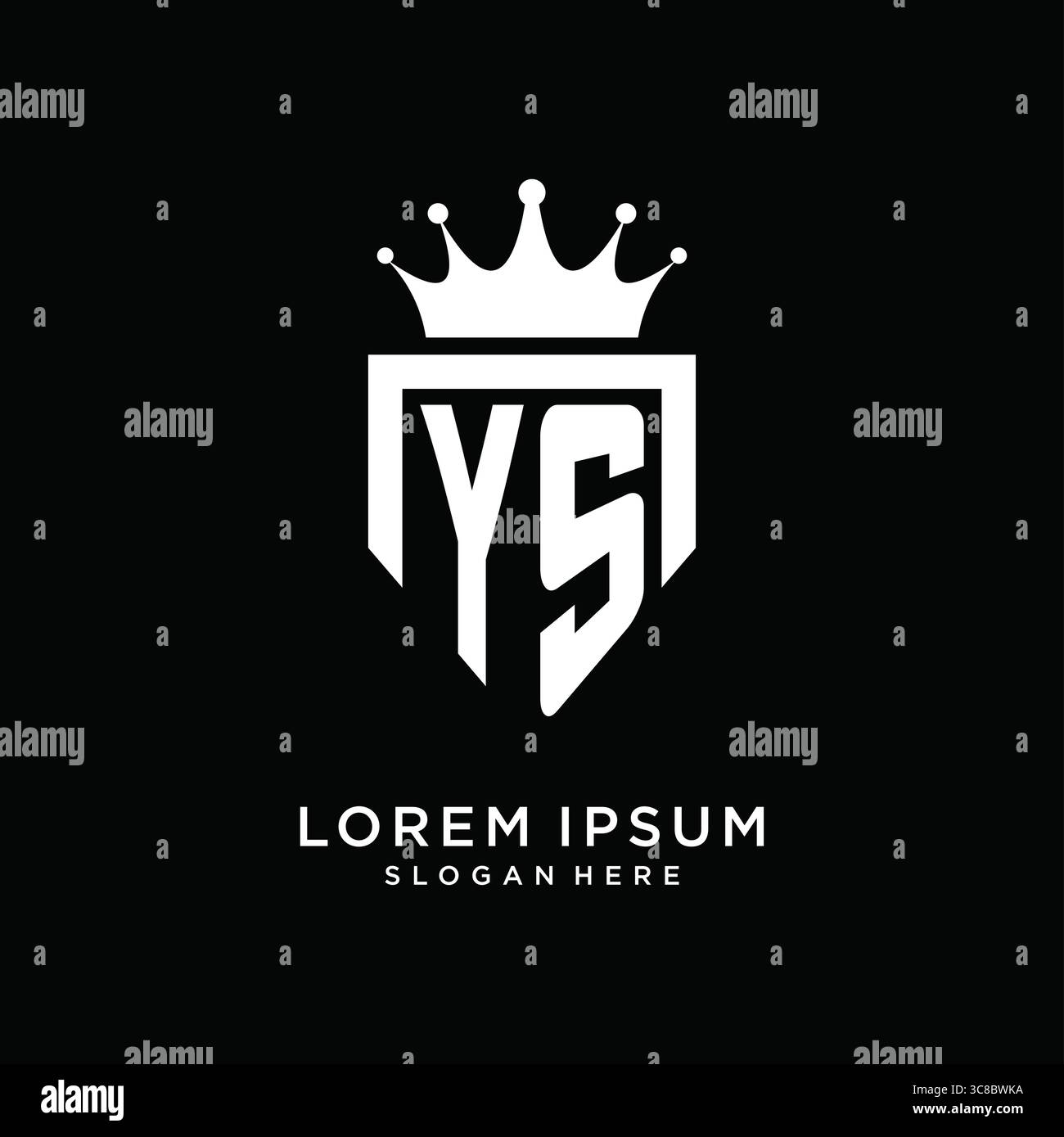 Letter YS logo monogram emblem style with crown shape design template ...