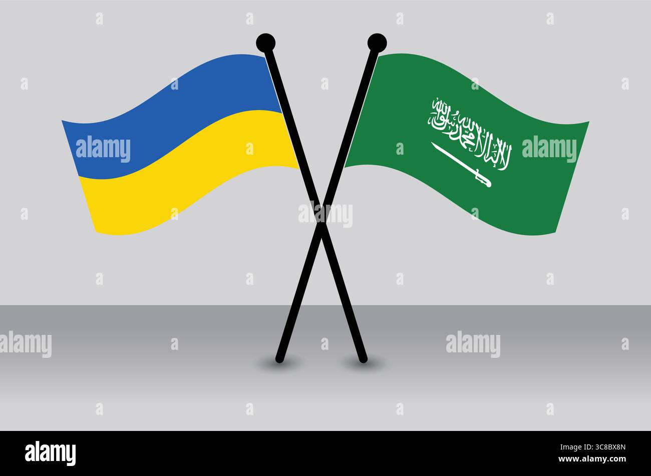 Crossed flags of ukraine and saudi arabia hi-res stock photography and ...