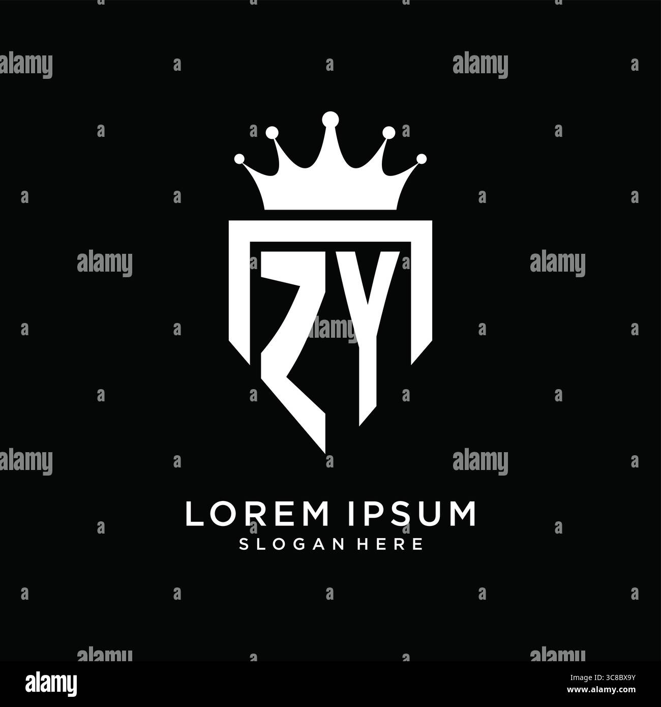 Letter ZY logo monogram emblem style with crown shape design template ...