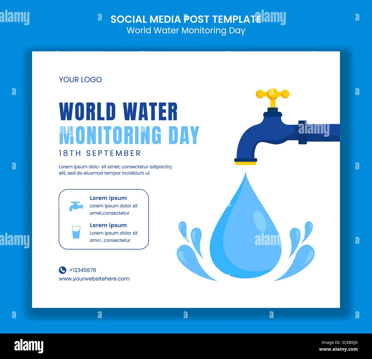 Clean Water Awareness Flat Style Illustration for Social Media Post Campaign Stock Vector Image ...