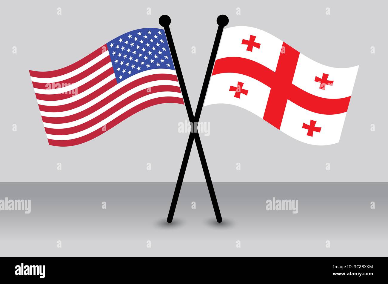 Crossed Flags of the USA and Georgia, symbolizing Diplomacy Stock ...