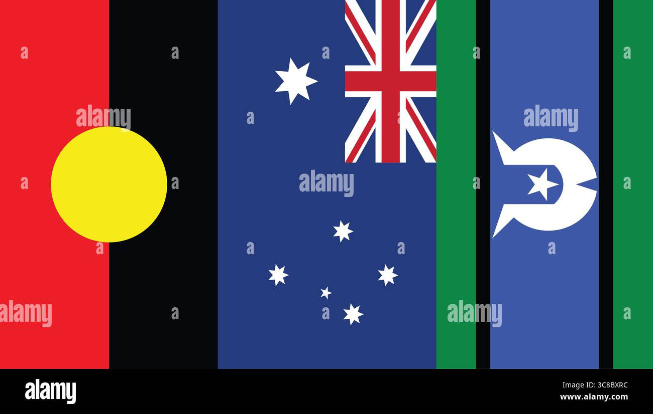 Australia's Aboriginal Flag alongside the Australian and Torres Strait ...
