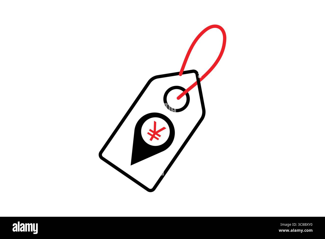 Simple Vector Illustration of a Price Tag with Yen Symbol and Location ...