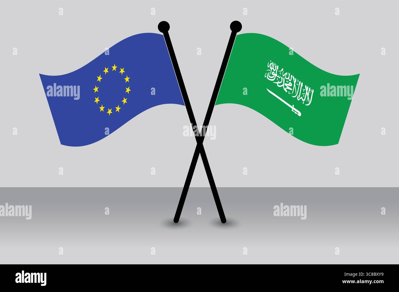 European Union and Saudi Arabia Flags Intertwined Stock Vector Image ...