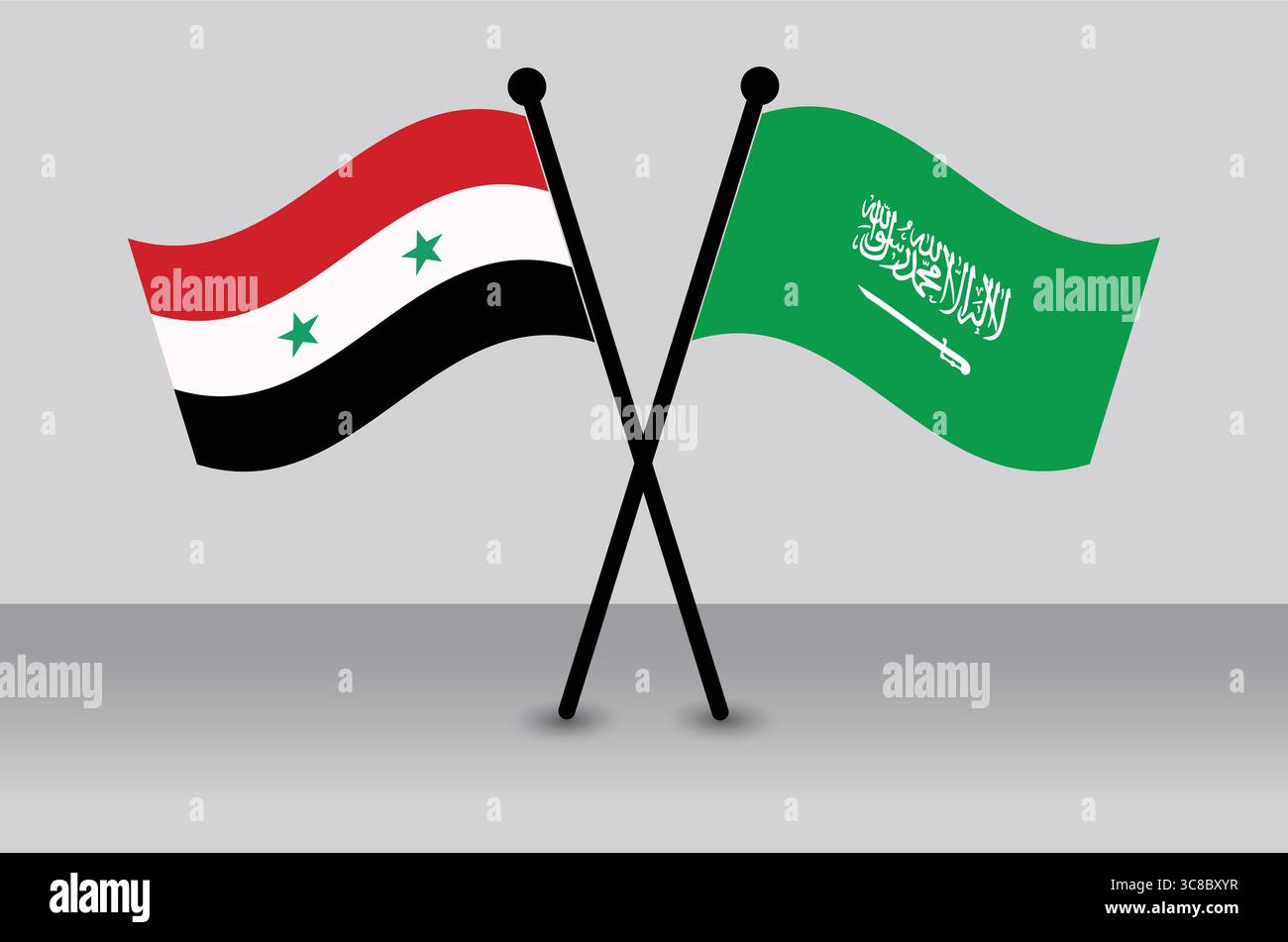 Crossed flags of syria and saudi arabia hi-res stock photography and ...