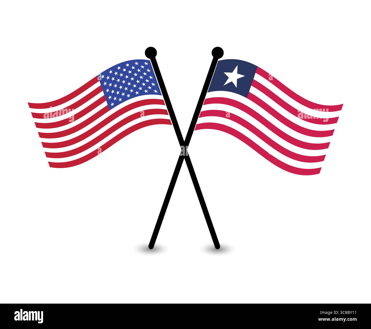 American and Liberian Flags Crossed, Symbol of Cooperation Stock Vector ...