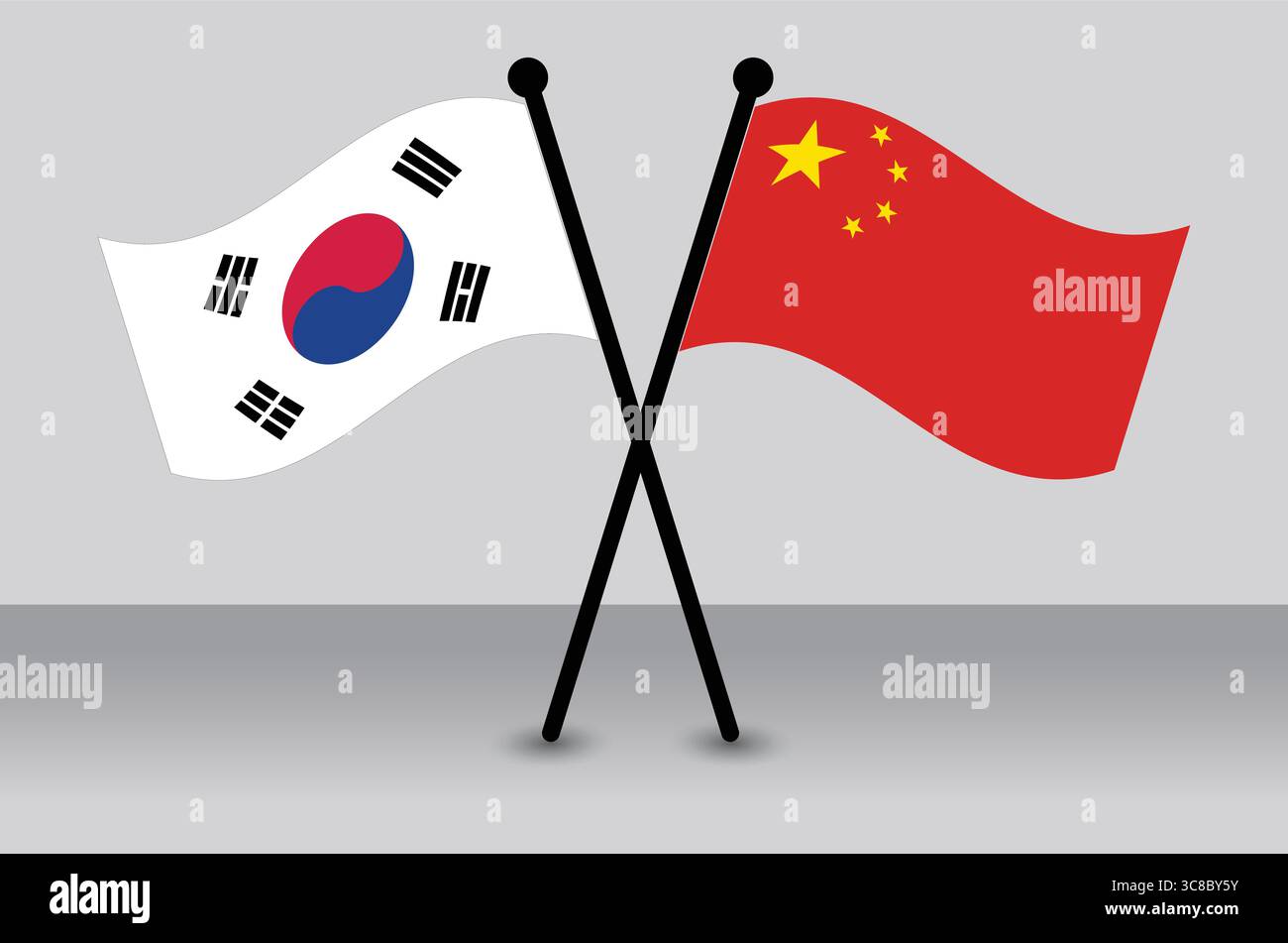 Flags of south korea and china crossed Stock Vector Images - Alamy