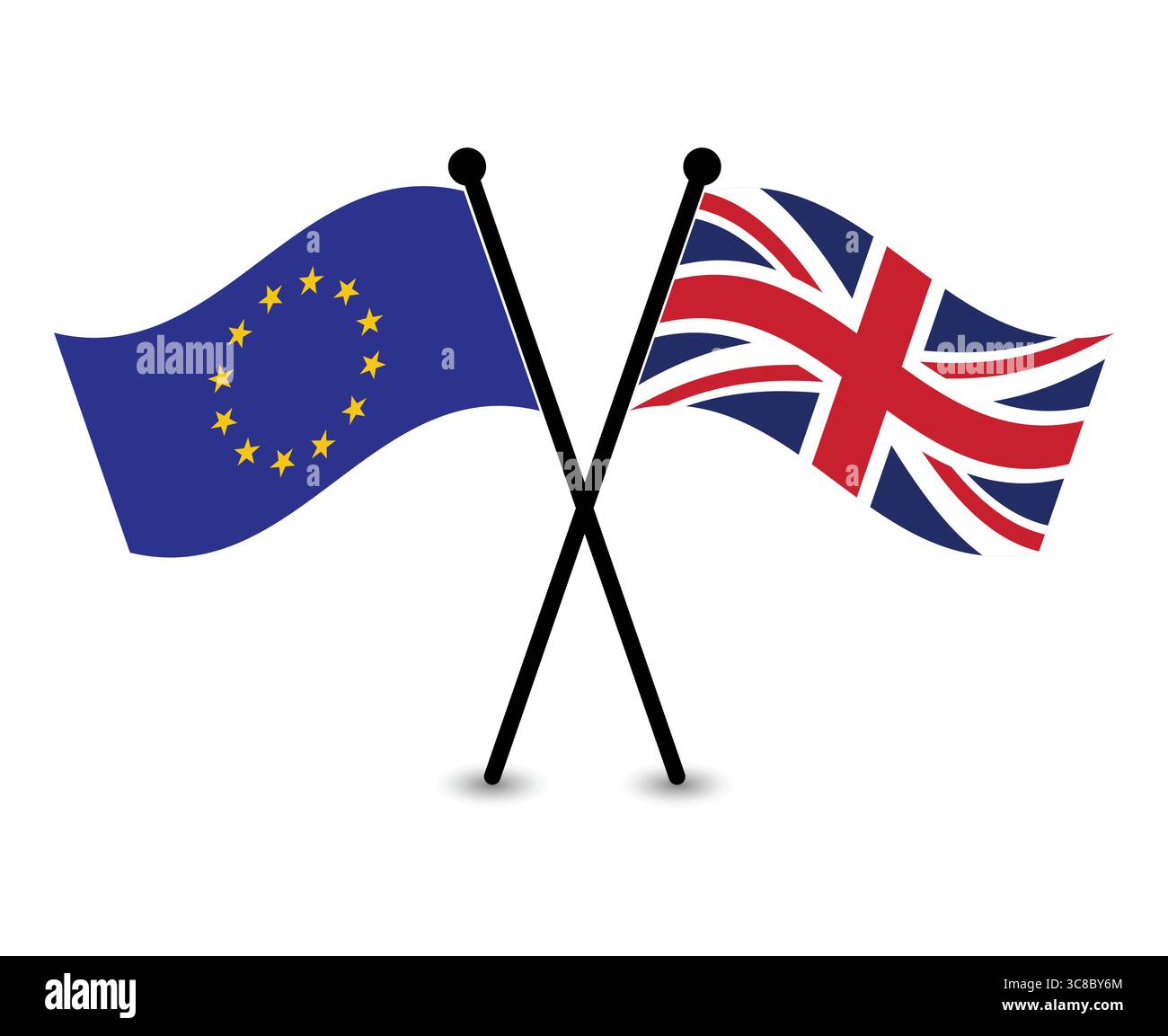 EU and UK Flags Crossed: Symbol of Partnership or Transition Stock ...