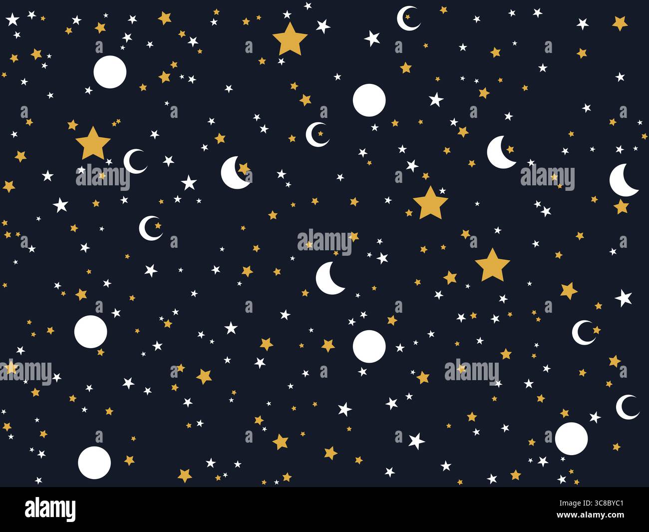 Adorable Night Sky Pattern with Stars, Moons, and Moons Stock Vector Image & Art - Alamy