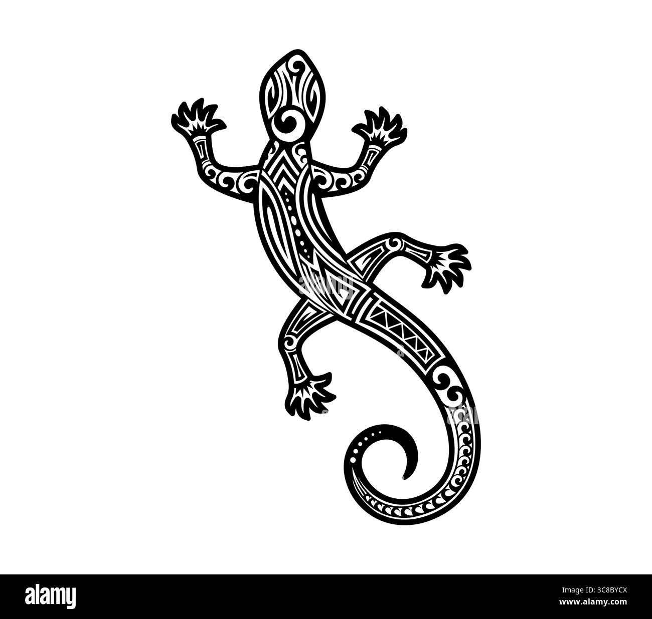 Lizard tattoo, Maori or Polynesian animal ornament in line art, vector ...