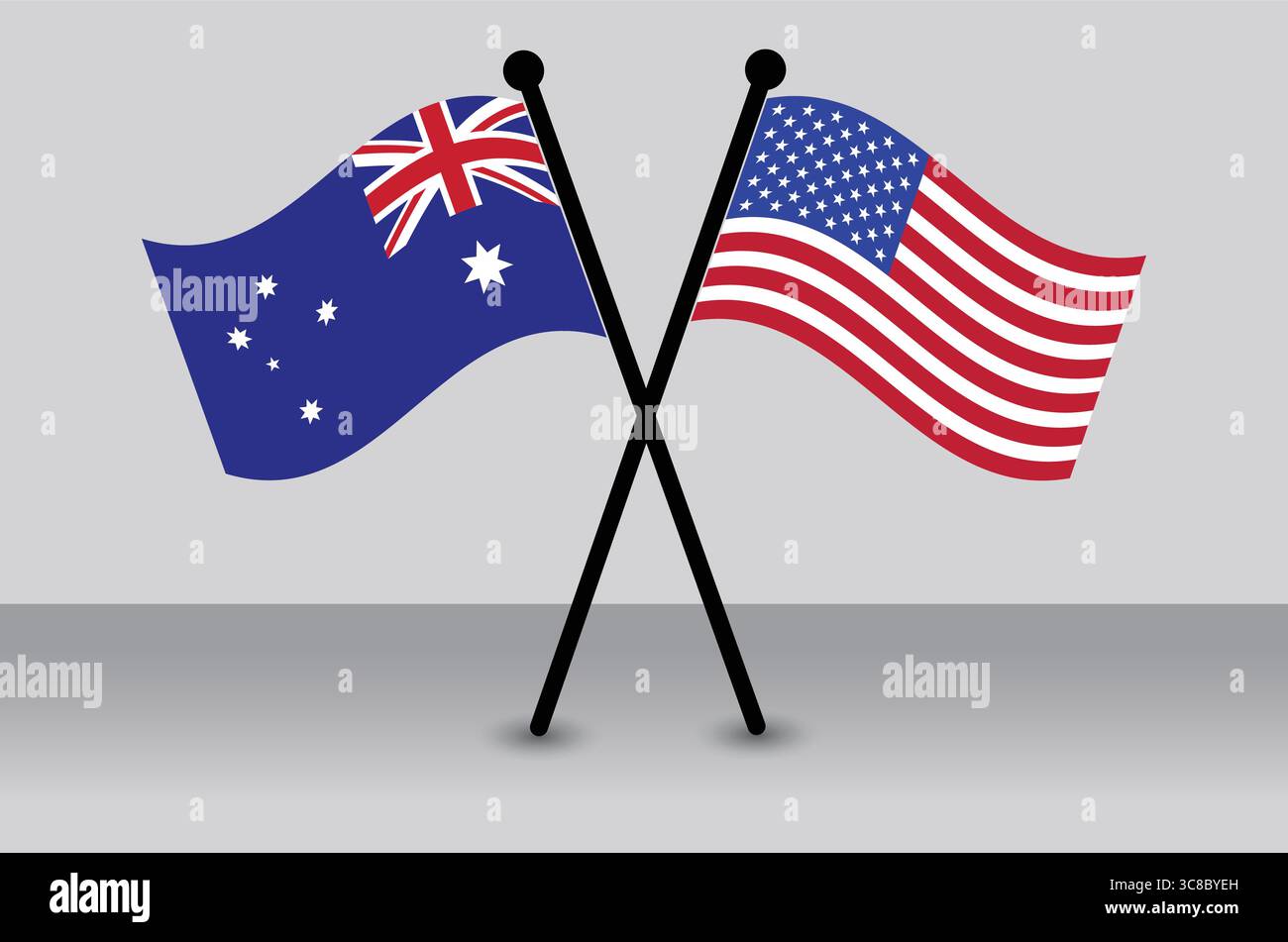 Crossed flags of Australia and the USA, symbolizing alliance Stock ...