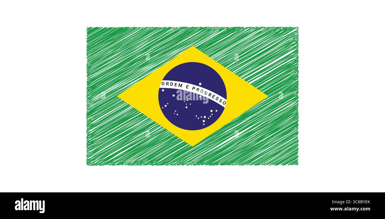 Hand-drawn illustration of the Brazilian flag Stock Vector Image & Art ...