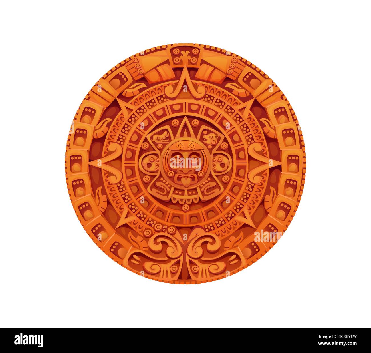 Aztec Inca Maya Mexican game icon asset. Vector circular astrological ...