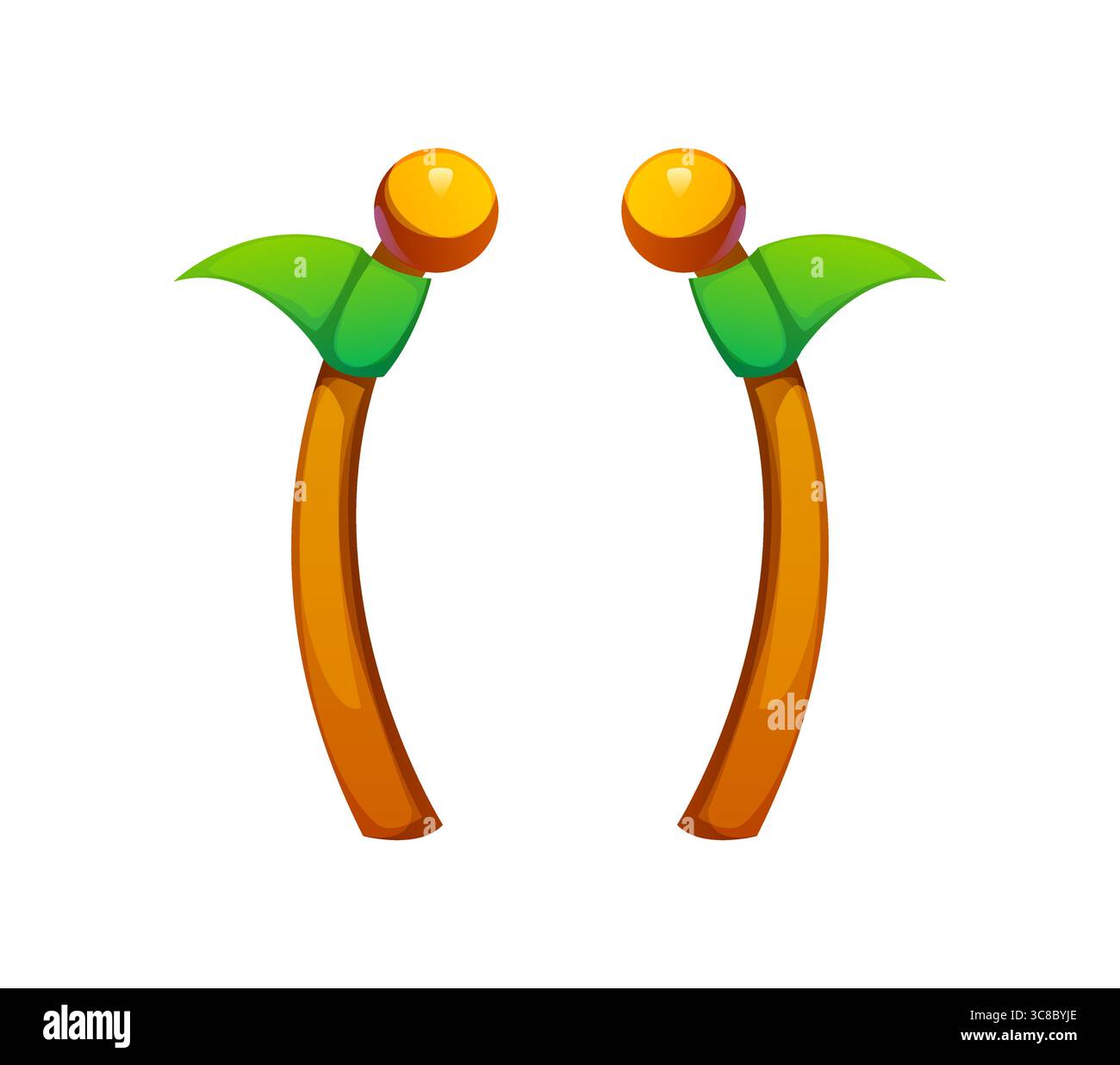 Cartoon circus font brackets resembling wooden sticks with round golden ...