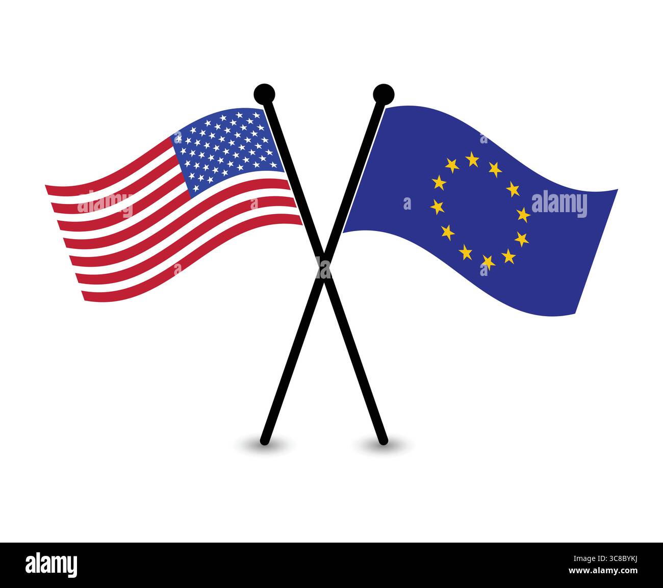 Crossed flags of the usa and eu Stock Vector Images - Alamy