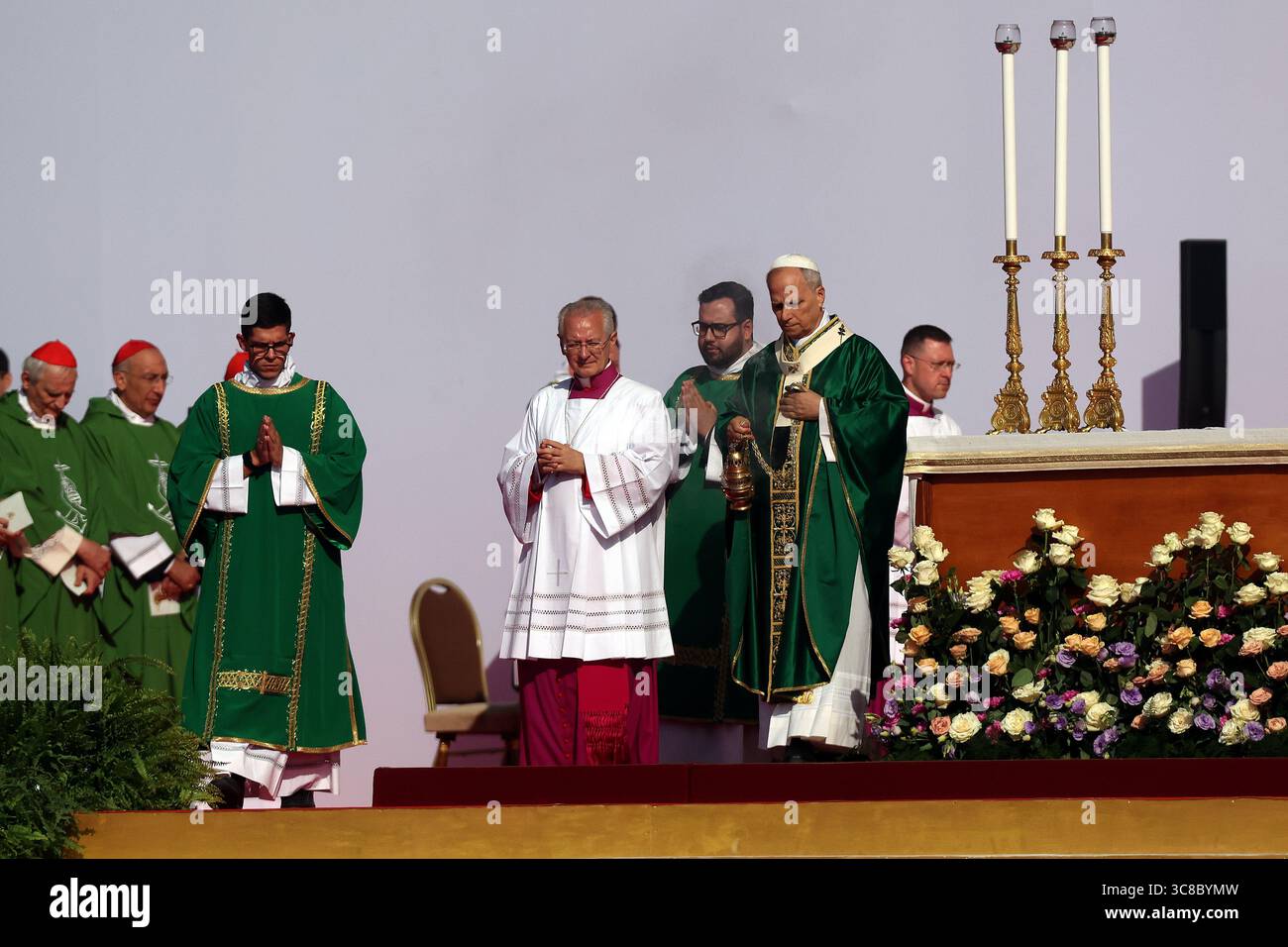 Rome, Italy. 03rd Aug, 2025. Pope Leo XIV leads the Holy Mass and the ...