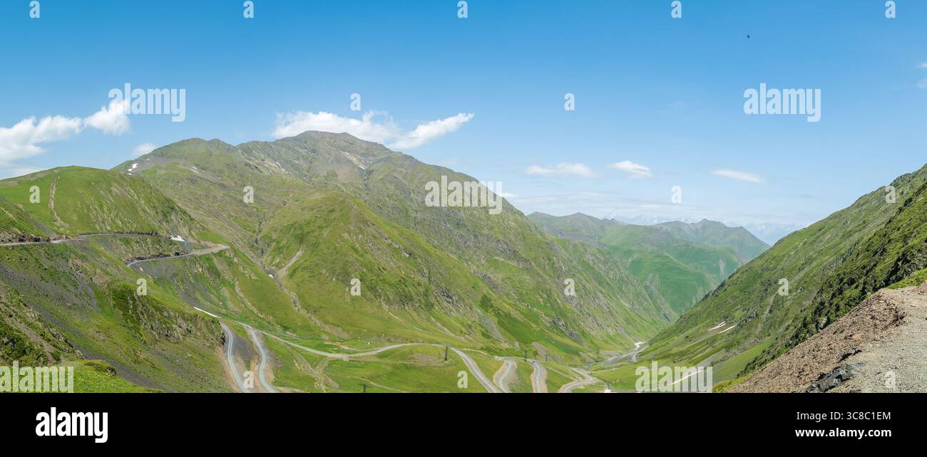 Abano Pass road in Tusheti, Georgia. The road leading to Omalo village ...