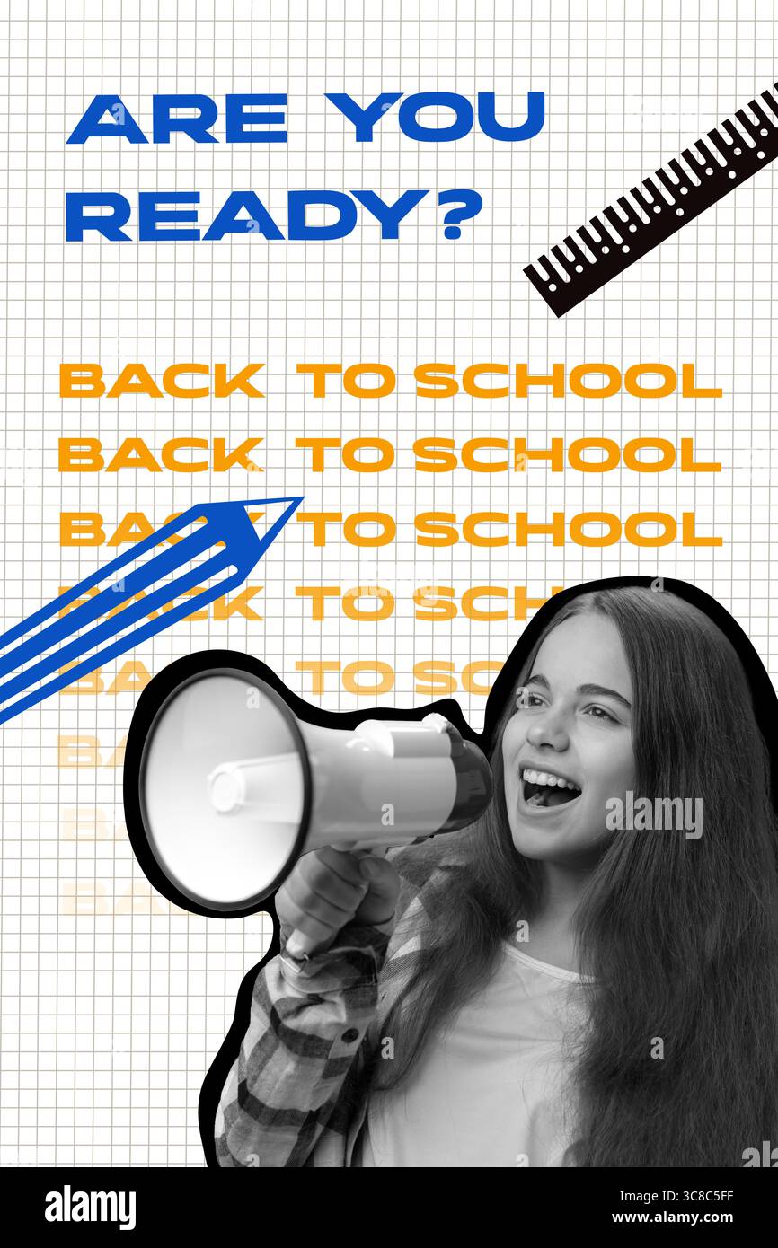 Excitement builds for back to school as a girl joyfully prepares with a ...