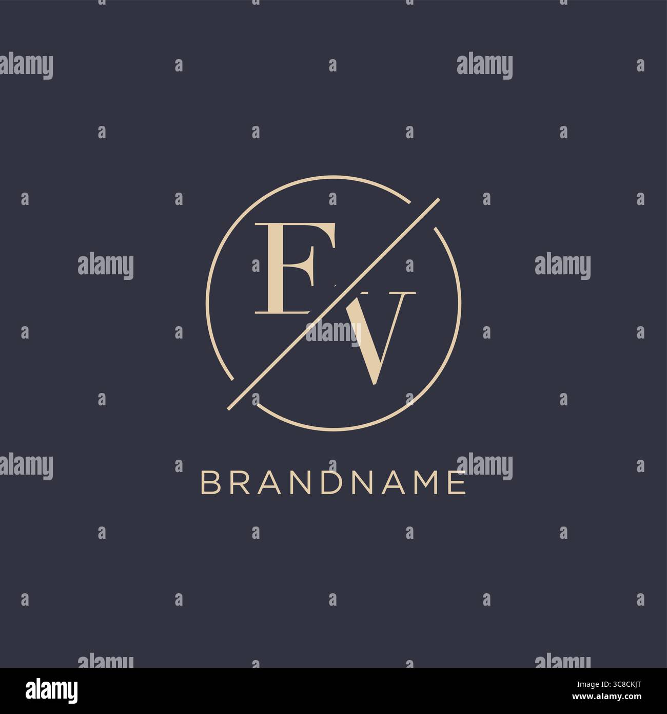 Initial letter EV logo with simple circle line elegant look monogram ...