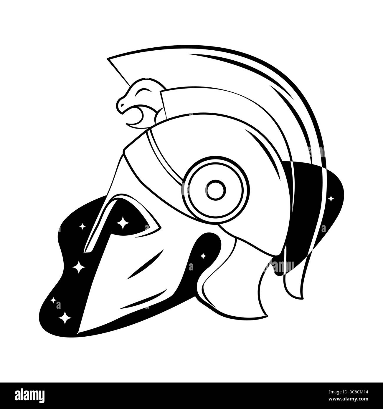 Spartan helmet with cosmos element. Vector warrior headgear in roman or ...