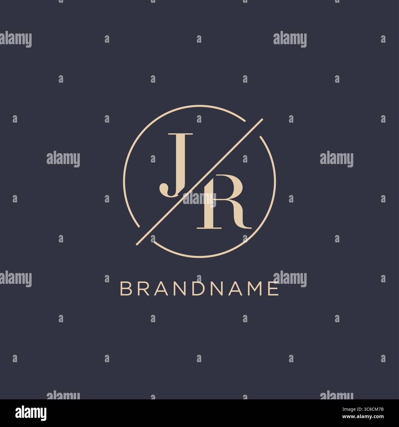 Initial letter JR logo with simple circle line elegant look monogram ...