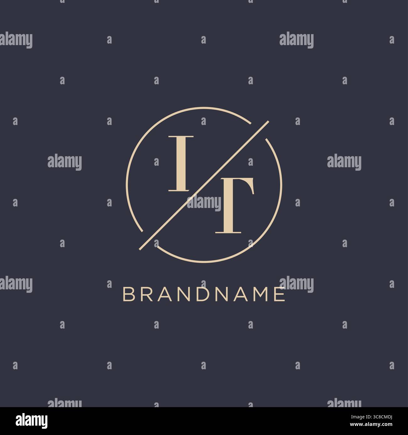 Initial letter IT logo with simple circle line elegant look monogram ...