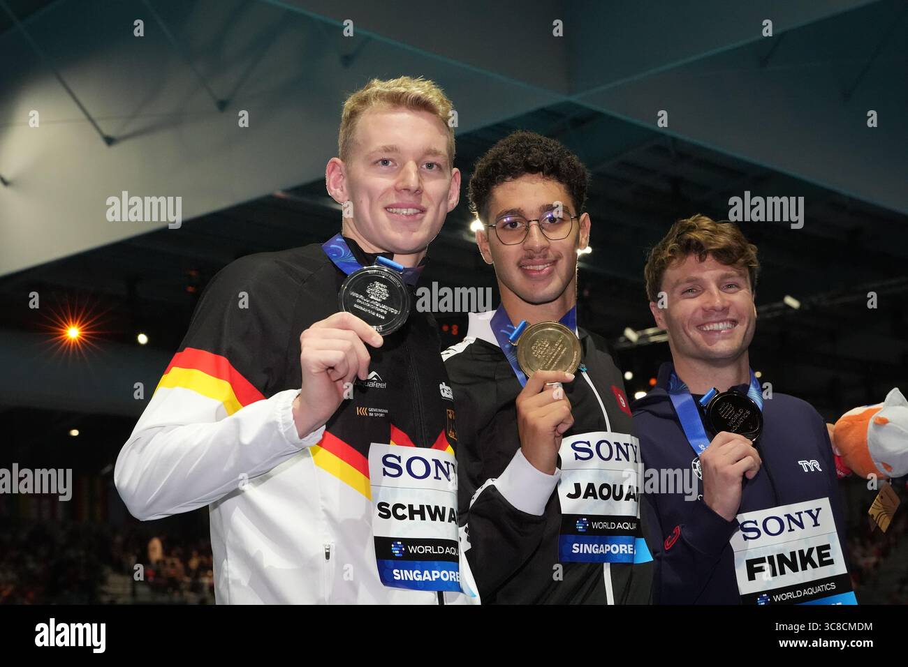 Singapore, Singapore. 3rd August, 2025. Ahmed JAOUADI (TUN) won gold in Men's 1,500m freestyle ...