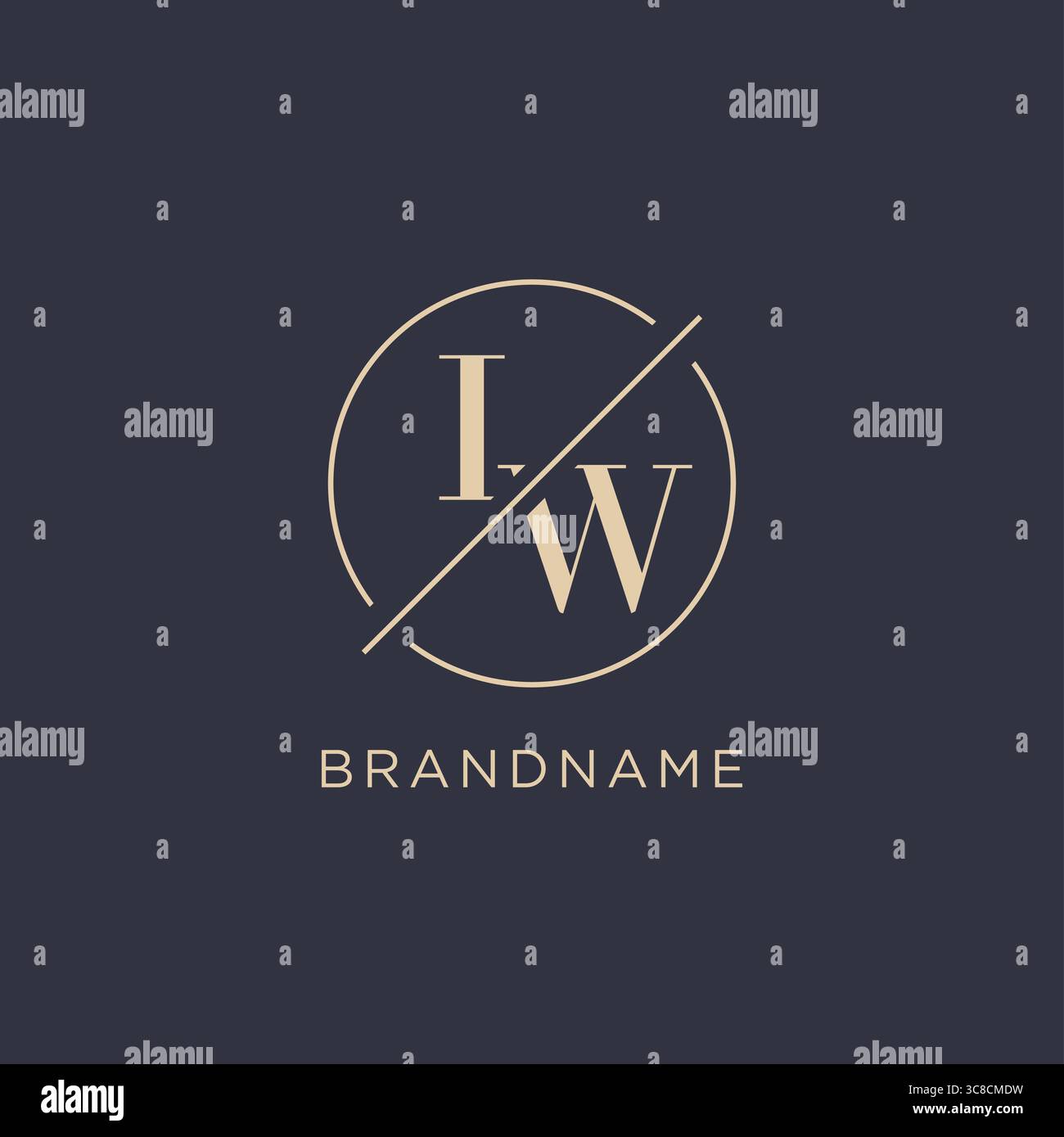 Initial letter IW logo with simple circle line elegant look monogram ...