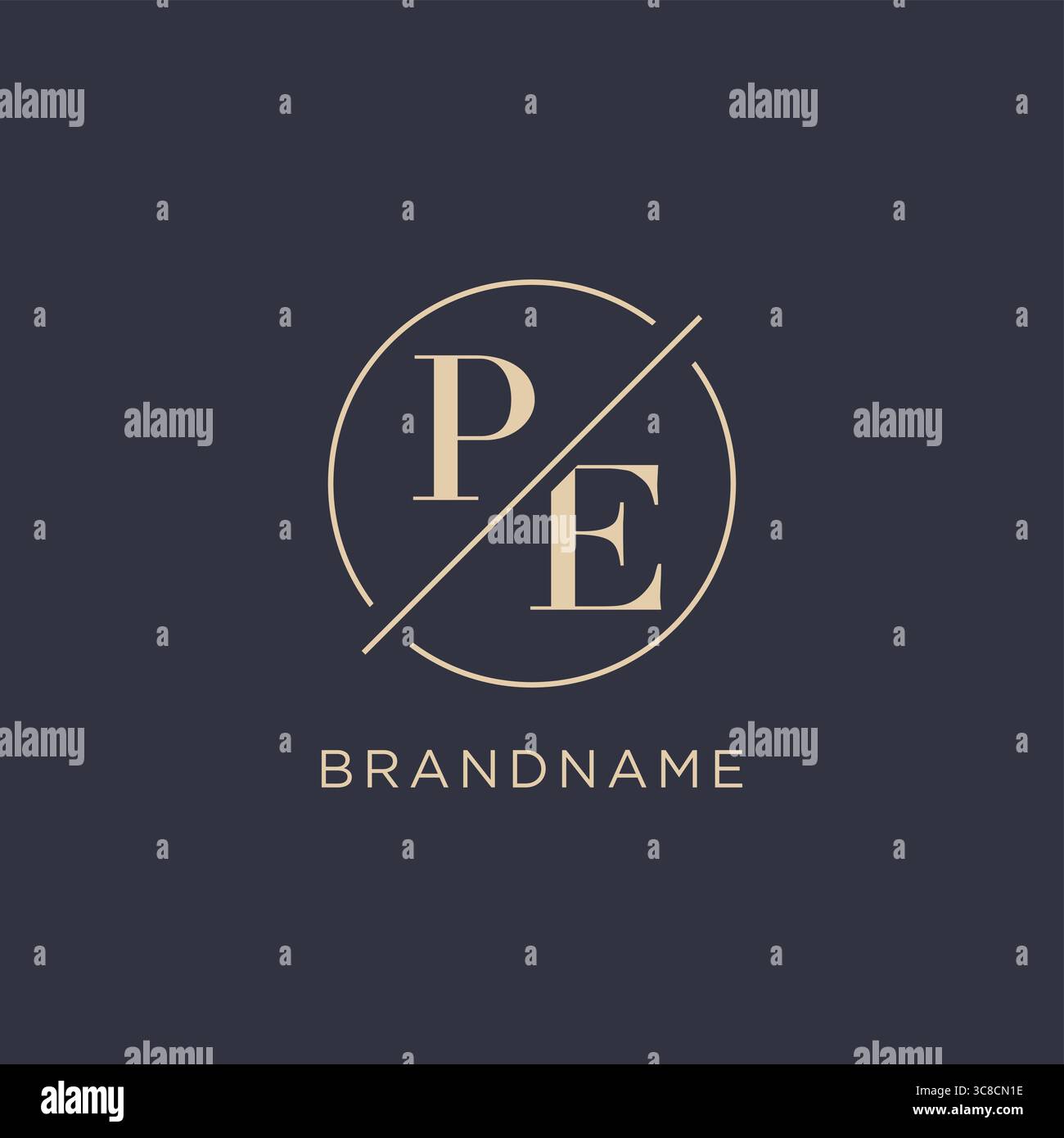 Initial letter PE logo with simple circle line elegant look monogram ...