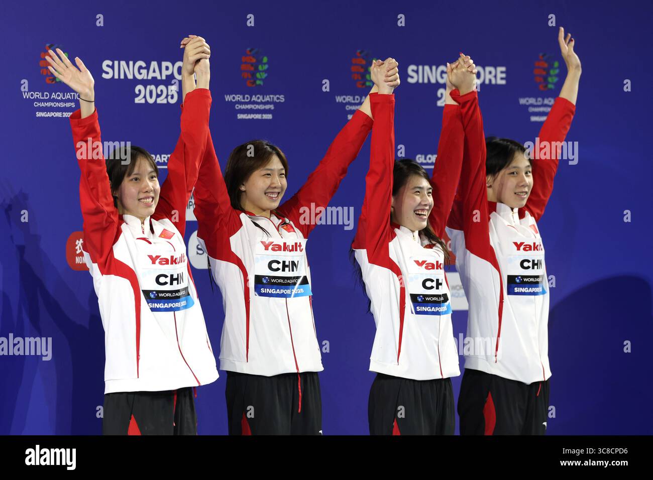Singapore City, Singapore.3rd August 2025. The Chinese women's 4x100m ...