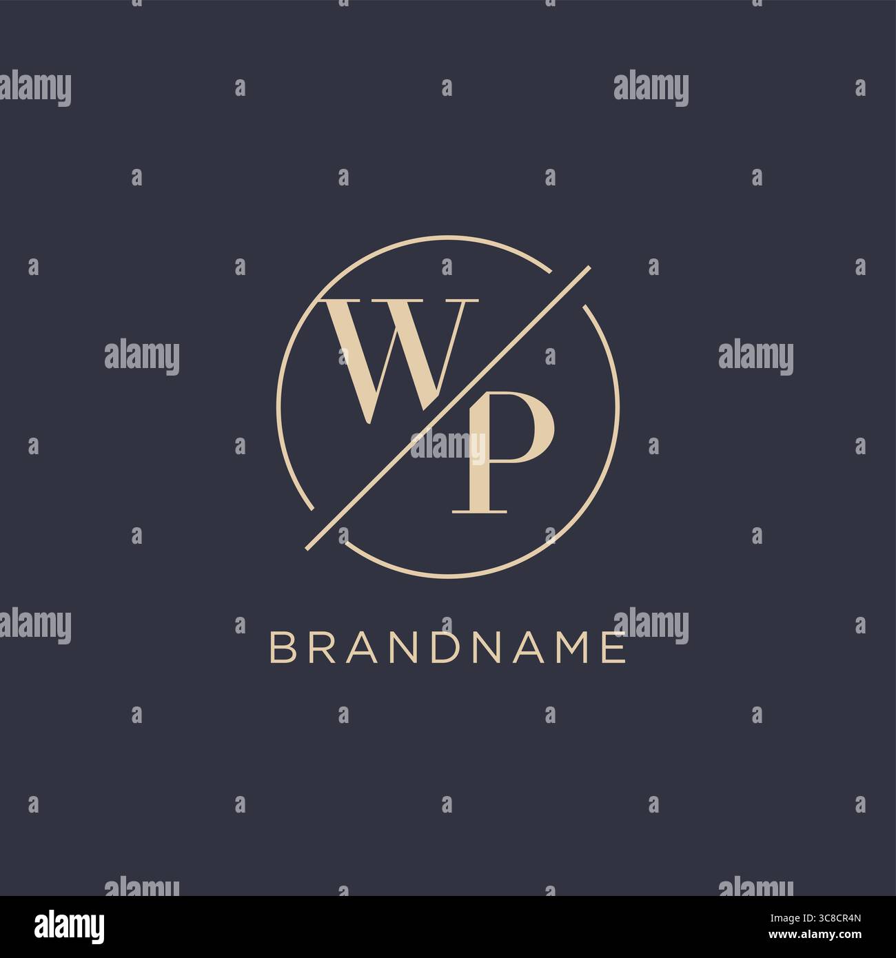Initial letter WP logo with simple circle line elegant look monogram ...