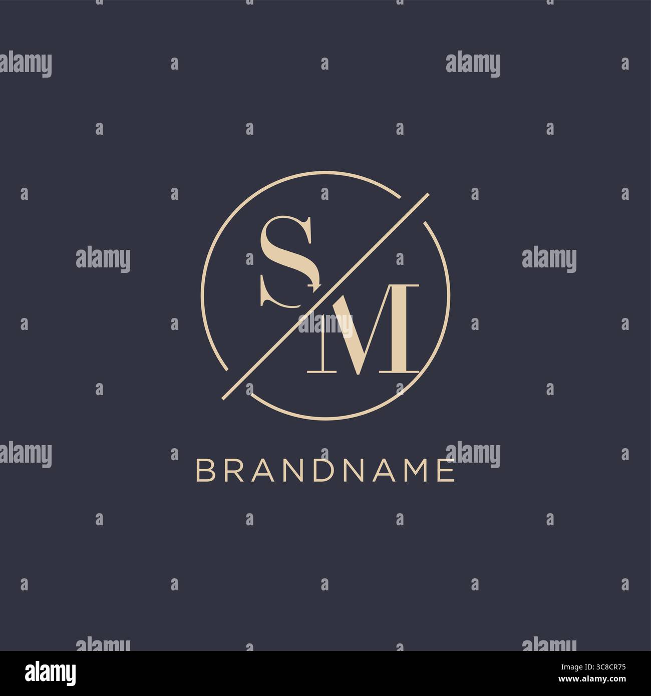 Initial letter SM logo with simple circle line elegant look monogram ...