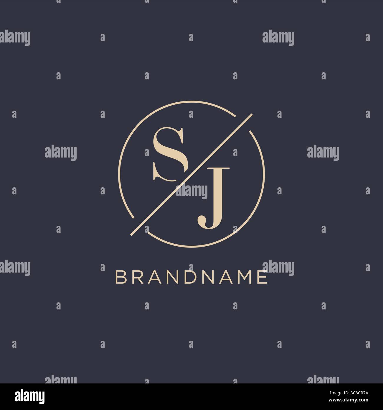Initial letter SJ logo with simple circle line elegant look monogram ...