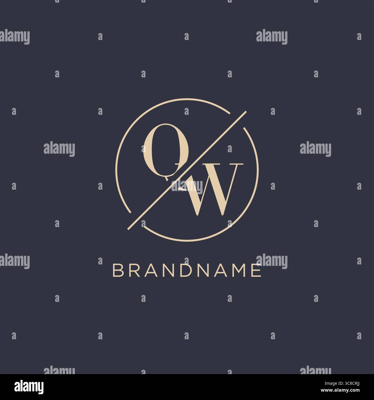 Initial letter QW logo with simple circle line elegant look monogram ...