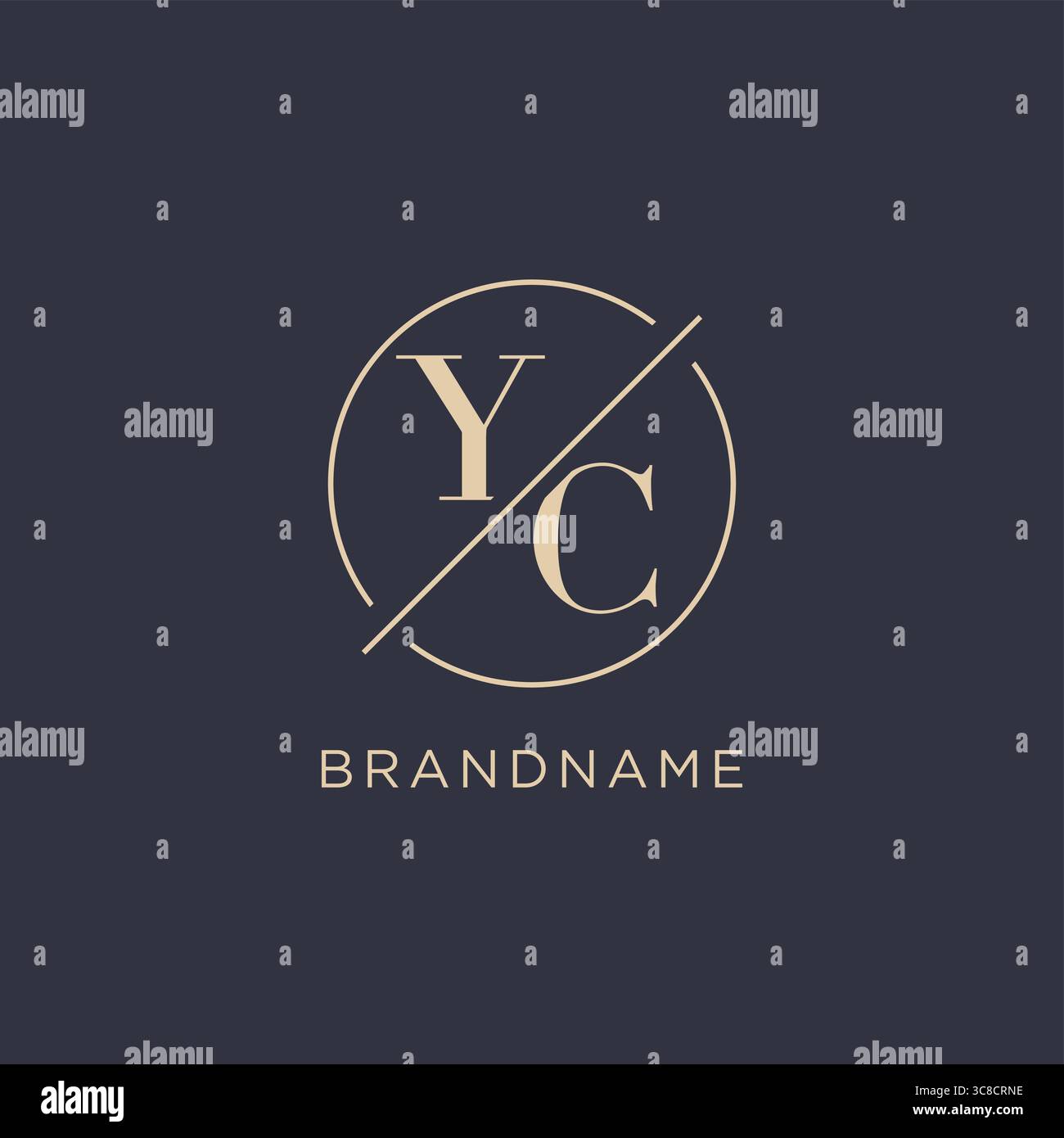 Initial letter YC logo with simple circle line elegant look monogram ...