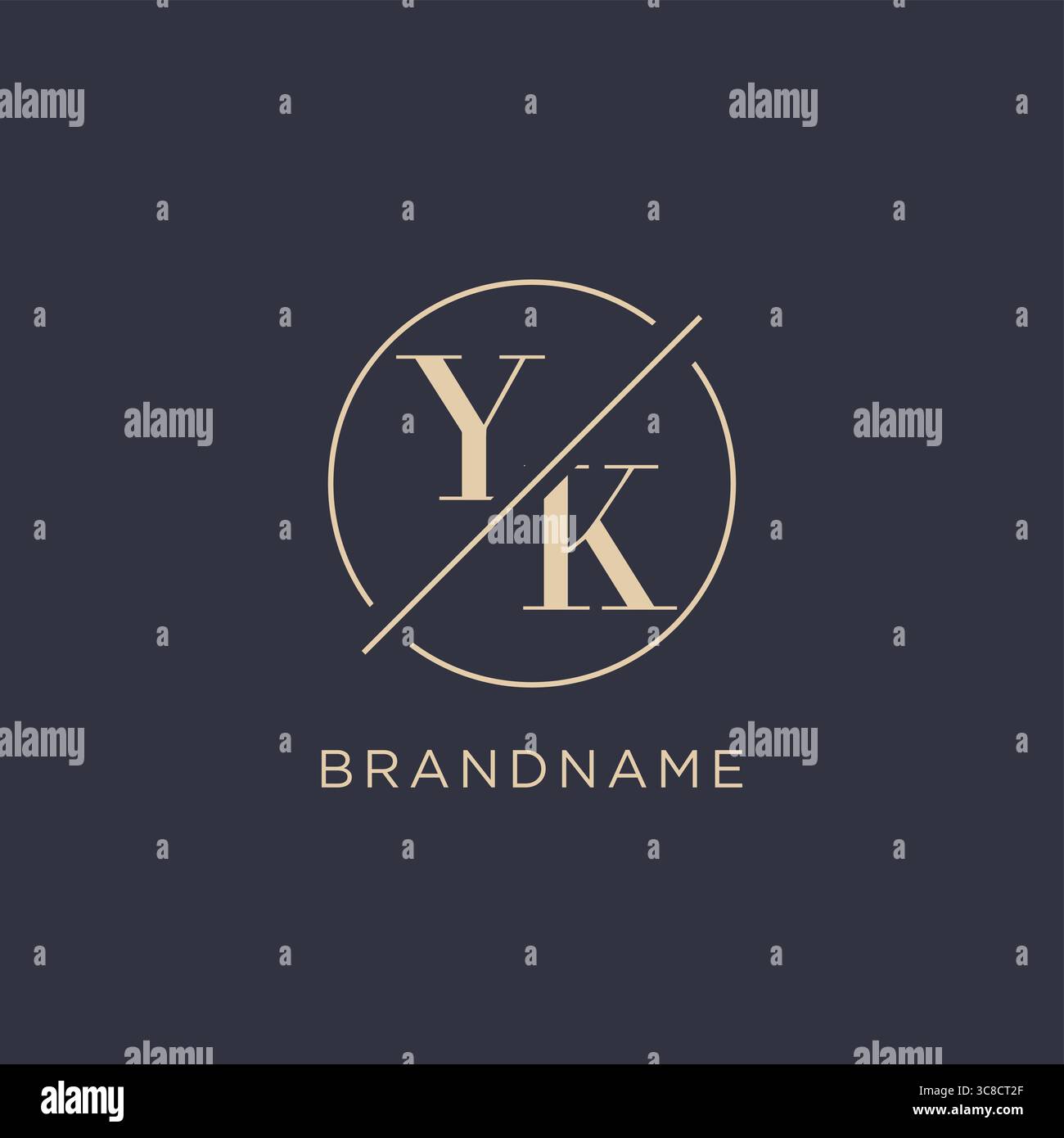 Initial letter YK logo with simple circle line elegant look monogram ...