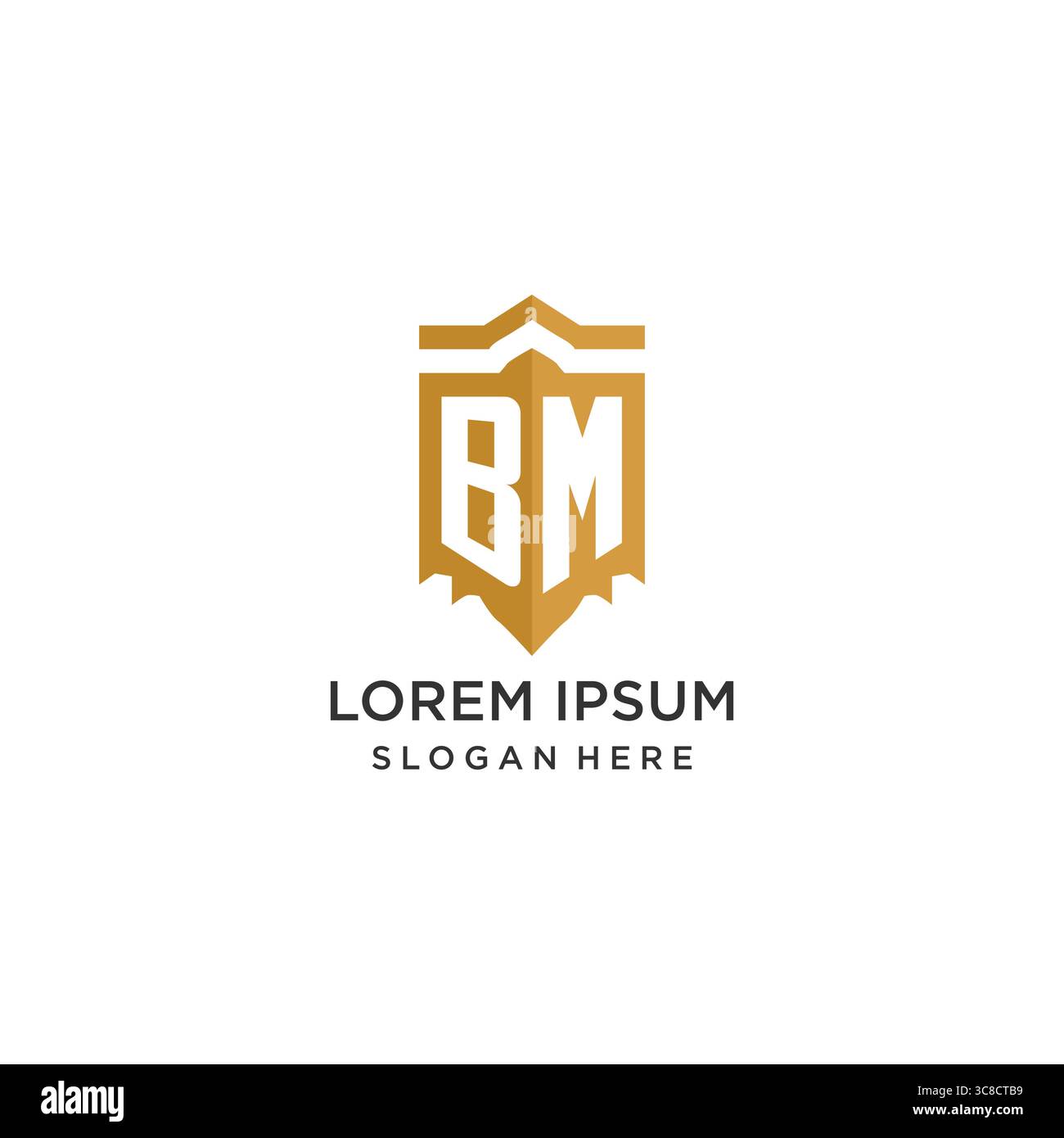Monogram BM logo with shield geometric shape, elegant luxury initial ...