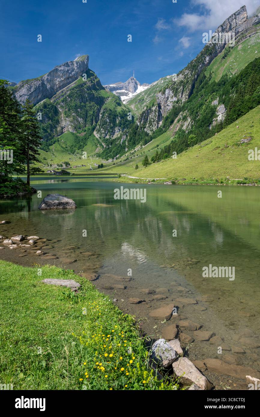 Lake Seealpsee, Alpstein, Schwende, Canton of Appenzell Innerrhoden ...