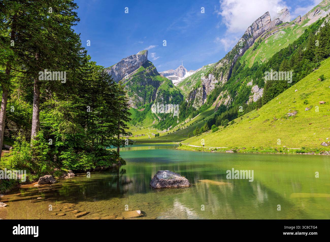 Lake Seealpsee, Alpstein, Schwende, Canton of Appenzell Innerrhoden ...