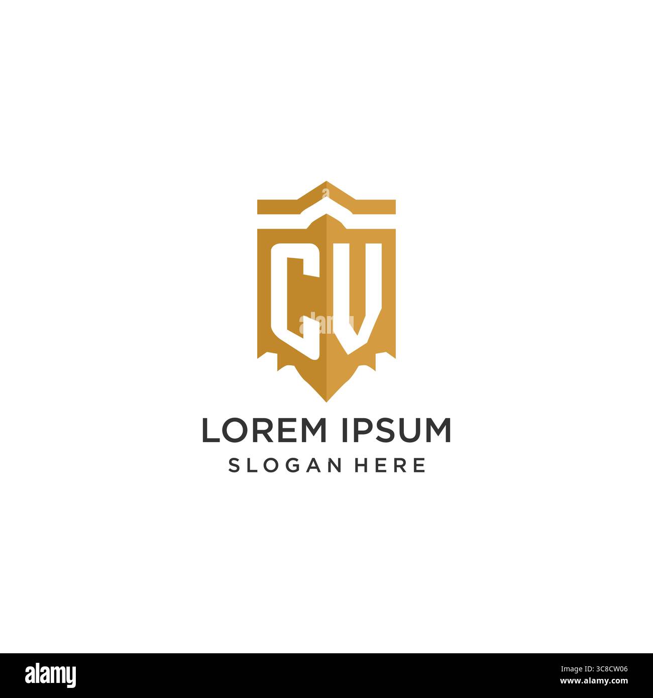 Monogram CV logo with shield geometric shape, elegant luxury initial ...
